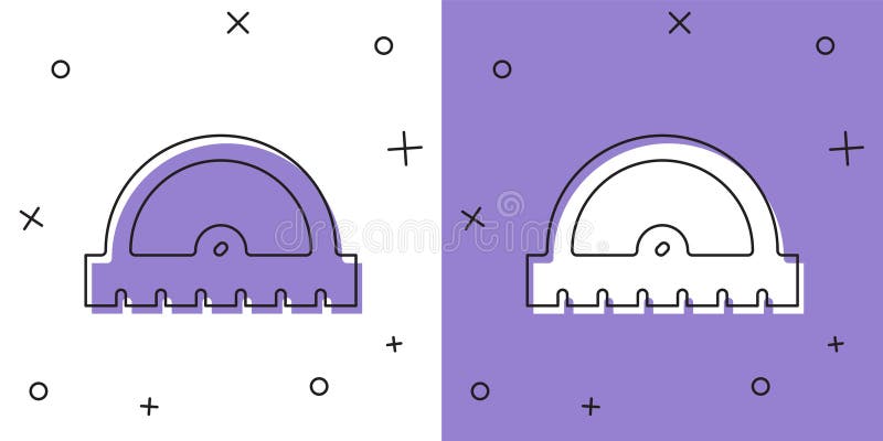 Set Protractor Grid for Measuring Degrees Icon Isolated on White and ...