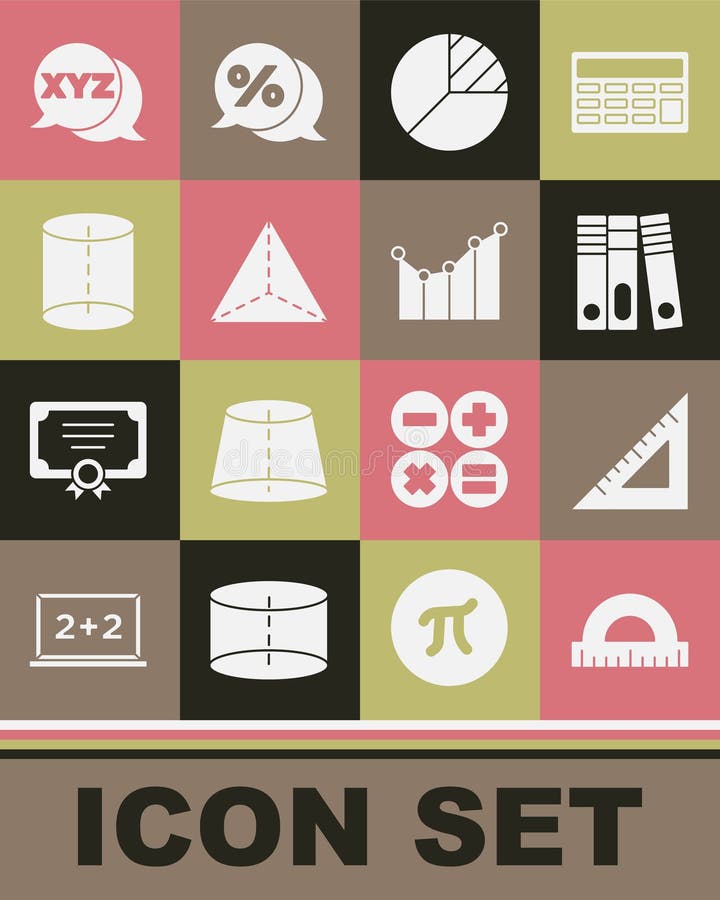 Set Protractor, Triangular Ruler, Office Folders, Pie Chart Infographic ...