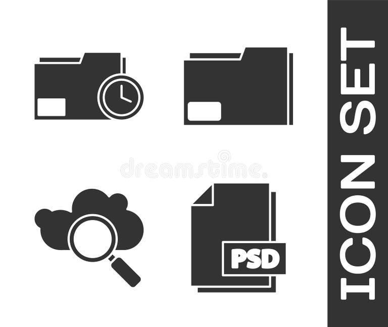 Set PSD File Document, Document Folder with Clock, Search Cloud Computing and Document Folder ...
