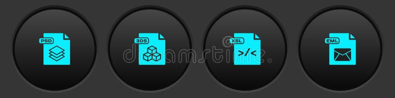Set PSD File Document, 3DS, XSL and EML Icon. Vector Stock Vector ... Set PSD File Document, 3DS, XSL and EML Icon. Vector Stock Vector ...