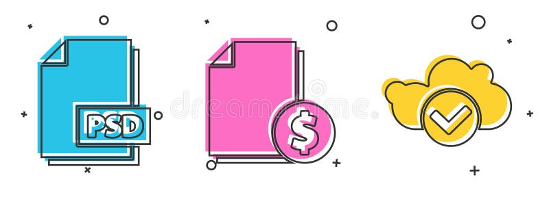 Set PSD File Document, Finance Document and Cloud with Check Mark Icon ... Set PSD File Document, Finance Document and Cloud with Check Mark Icon ...