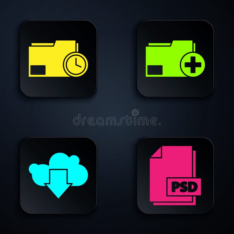 Set PSD File Document, Document Folder with Clock, Cloud Download and ... Set PSD File Document, Document Folder with Clock, Cloud Download and ...