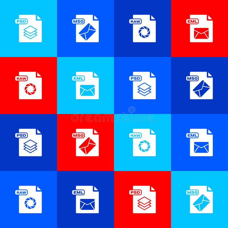 Set PSD File Document, MSG, RAW and EML Icon. Vector Stock Vector ... Set PSD File Document, MSG, RAW and EML Icon. Vector Stock Vector ...