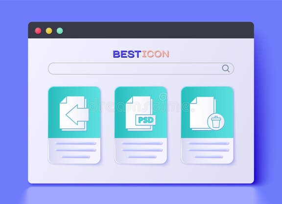 Set PSD File Document, Next Page Arrow and Delete File Document Icon ...