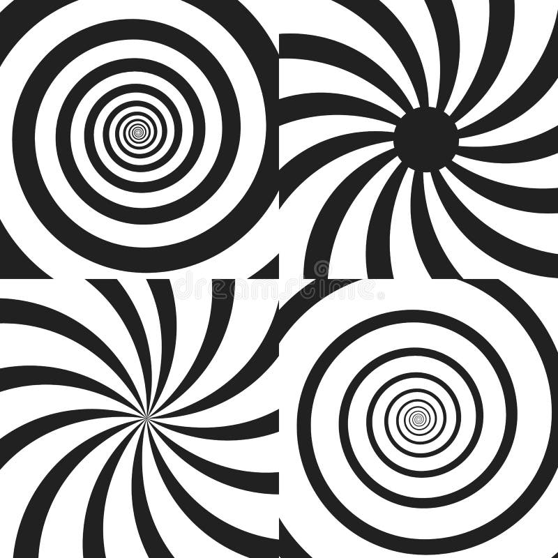 Set of Psychedelic Spiral with Radial Rays, Twirl, Twisted Comic Effect ...