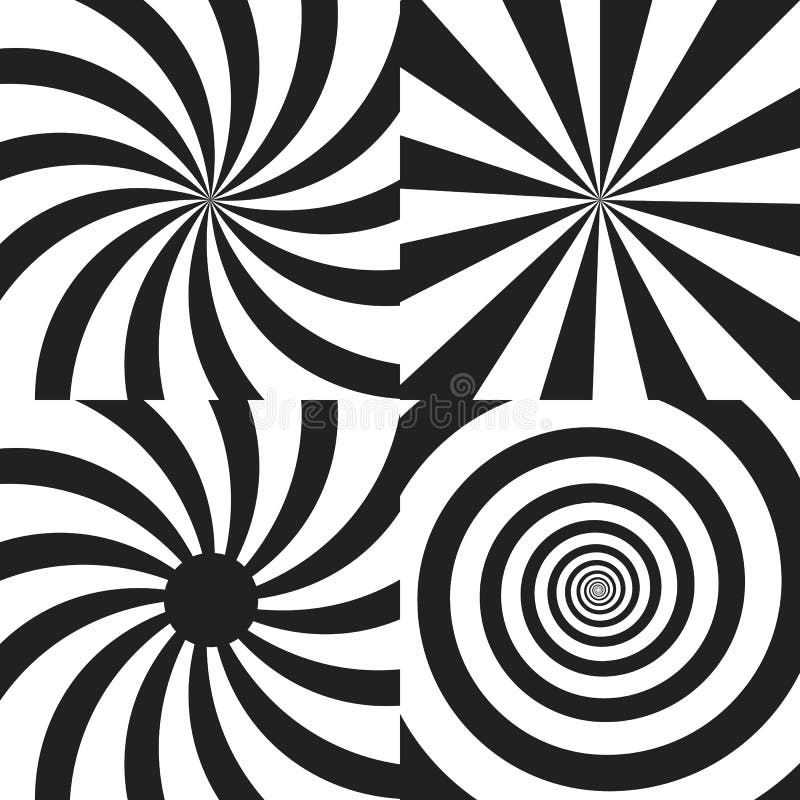 Set of Psychedelic Spiral with Radial Rays, Twirl, Twisted Comic Effect ...