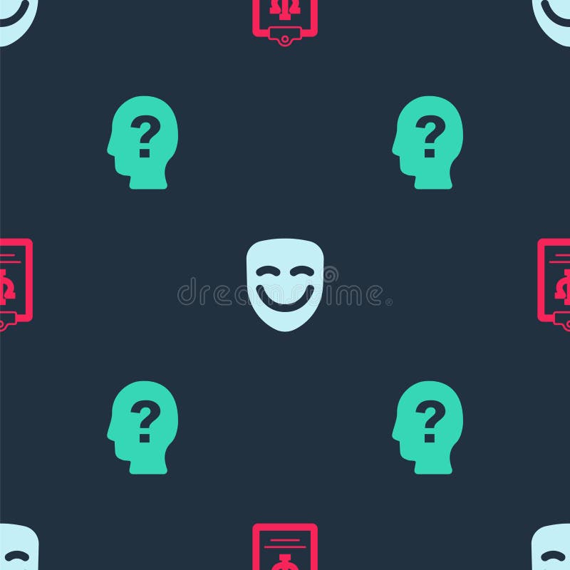 Set Psychology, Psi, Comedy Theatrical Mask and Head with Question Mark ...