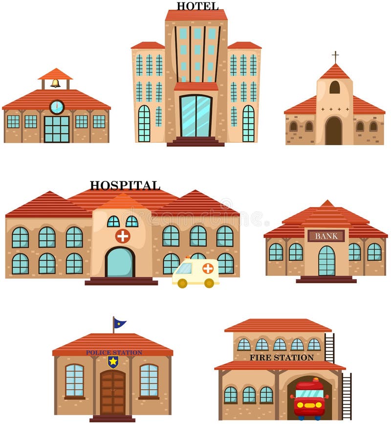 Set of public building stock vector. Illustration of icon - 51966564