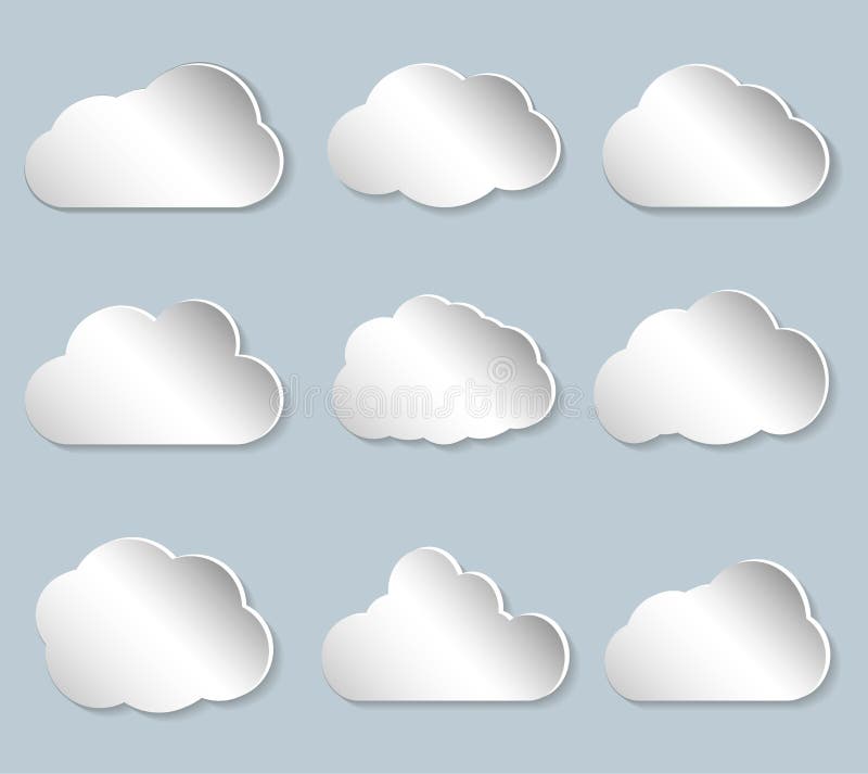 Set of Puffy Papercut Clouds Stock Vector - Illustration of template ...