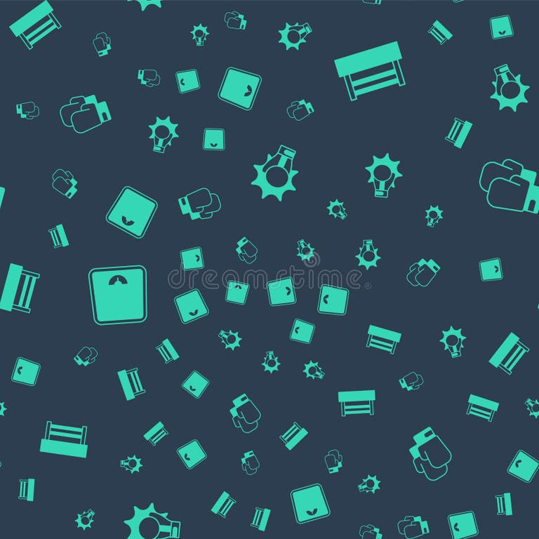 Set Punch in Boxing Glove, Boxing Ring, Bathroom Scales and on Seamless ...