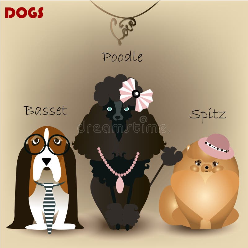 Purebred dogs cartoon set stock vector. Illustration of humor - 27833650