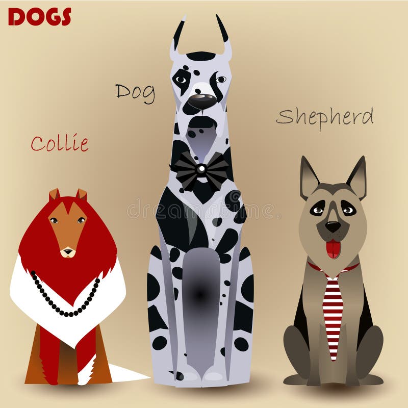 Purebred dogs cartoon set stock vector. Illustration of humor - 27833650