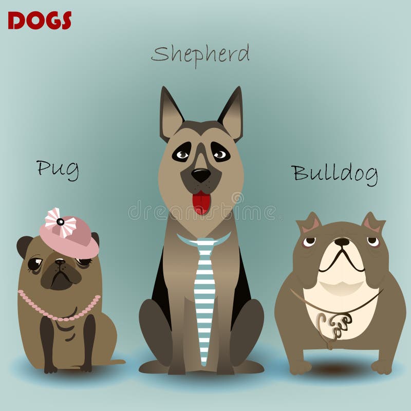 Purebred dogs cartoon set stock vector. Illustration of humor - 27833650
