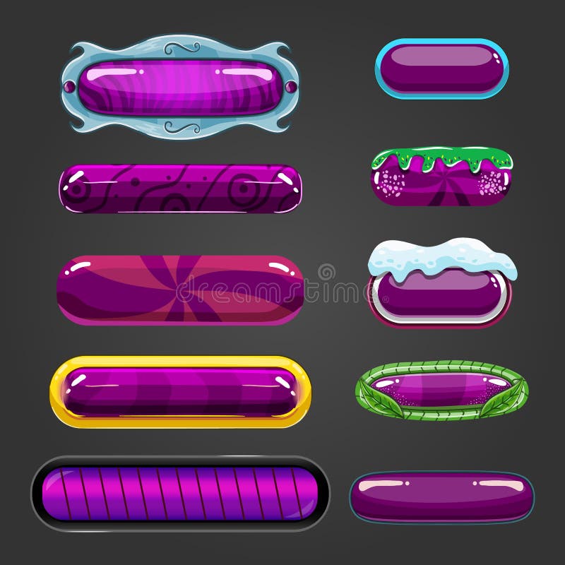 Set of Purple Button for Game Design Stock Illustration - Illustration ...