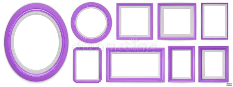 Set of Purple Modern Frame Isolated on White Background. Realistic ...