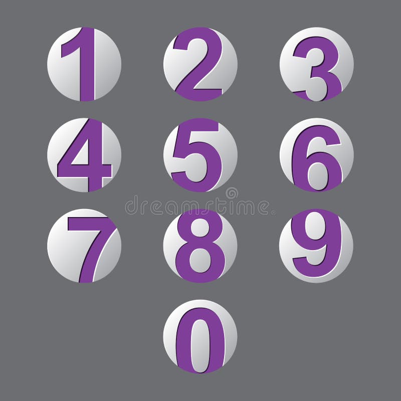 Set Purple Number Icon with Shadow Stock Vector - Illustration of black ...