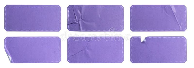 Set of Purple Rectangular Paper Sticker Label Stock Image - Image of ...