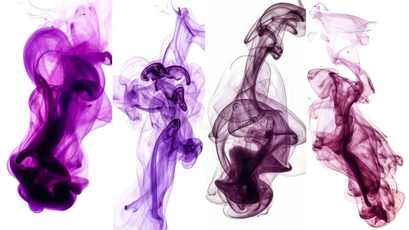 Set Purple Smoke on White Background. Generative AI Stock Illustration ...