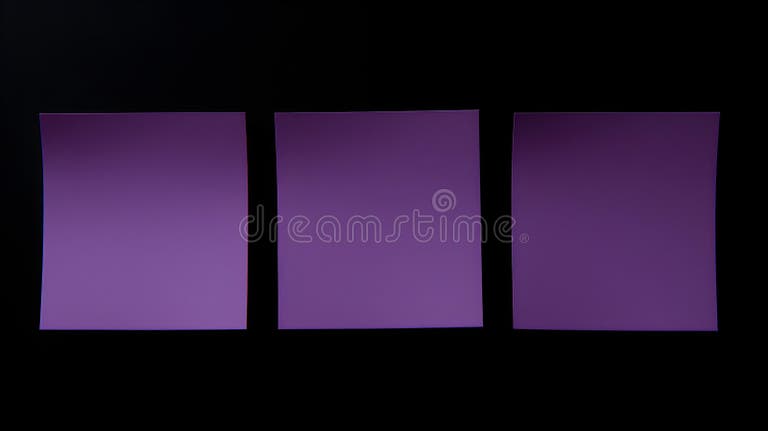 Set of Purple Square Paper Notes on a Black Background. Brainstorming ...