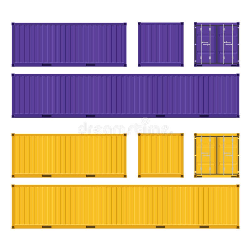 Set of Purple and Yellow Cargo Containers. Stock Illustration ...
