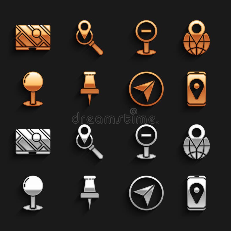 Set Push Pin, Location on the Globe, City Map Navigation, Infographic ...