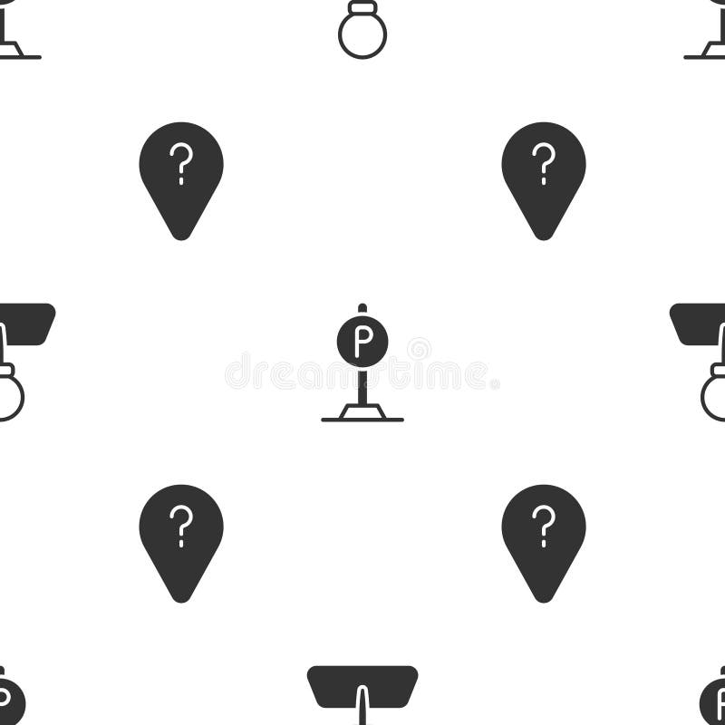 Set Push Pin, Parking and Unknown Route Point on Seamless Pattern ...