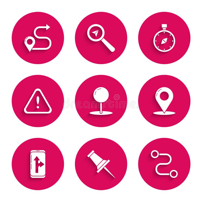 Set Push Pin, Route Location, Map, Infographic of City Map Navigation ...