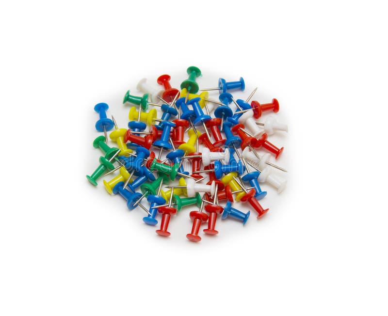 174 Set Push Pins Different Colors Isolated White Background Stock ...