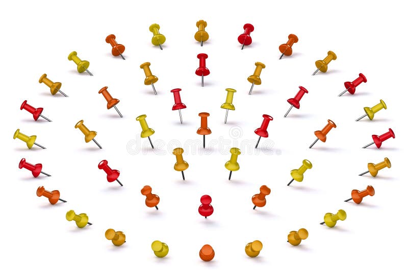 Autumn Colors Push Pins Isolated on White Background. Set of Off Stock ...