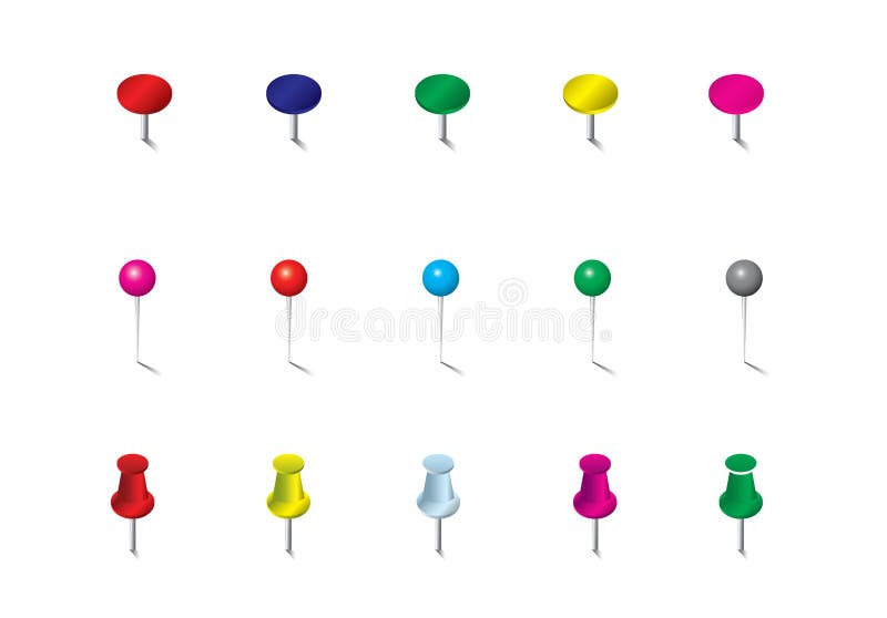 Set of push pins stock vector. Illustration of clip - 232815631