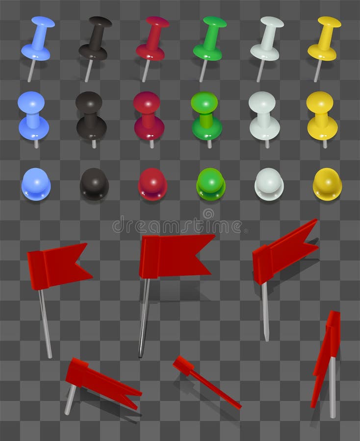 Set of Pushpin on Transparent Background Stock Vector - Illustration of ...