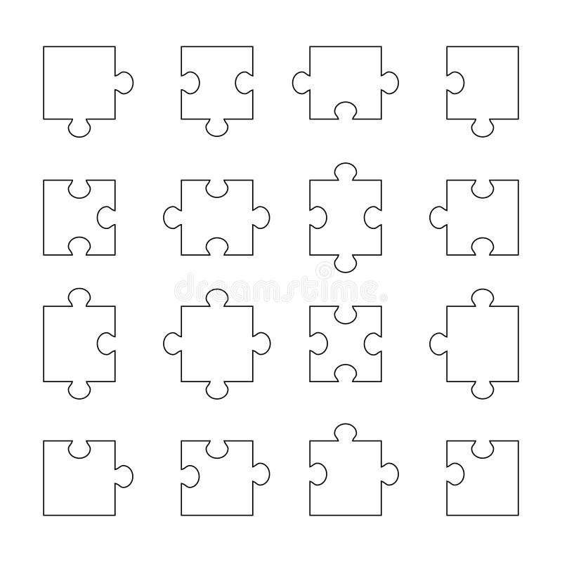 Set of Puzzle Parts, Vector Illustration Stock Vector - Illustration of ...