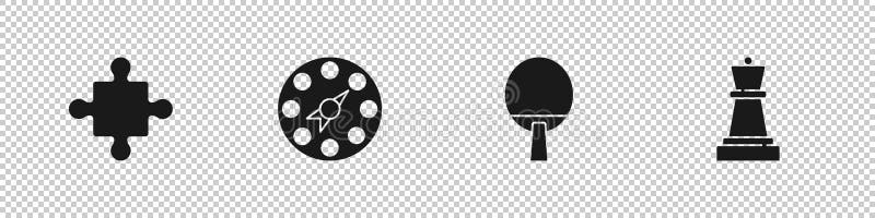 Set Puzzle Pieces Toy, Twister Game, Racket and Chess Icon. Vector ...