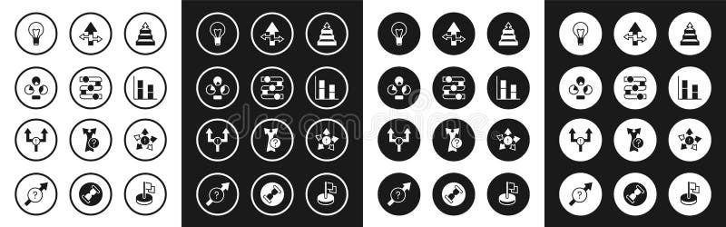 Set Pyramid Chart Infographics, Graph, Chart, Diagram, Pie, Light Bulb ...