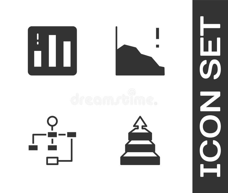 Set Pyramid Chart Infographics, Pie, Hierarchy Organogram and Financial Growth Decrease Icon ...