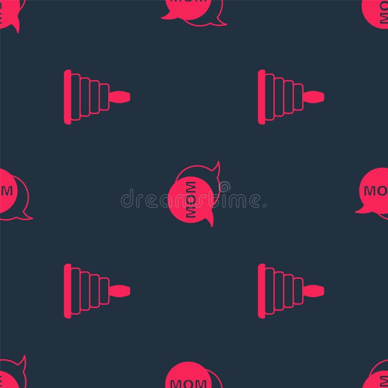 Set Pyramid Toy and Speech Bubble Mom on Seamless Pattern. Vector Stock ...