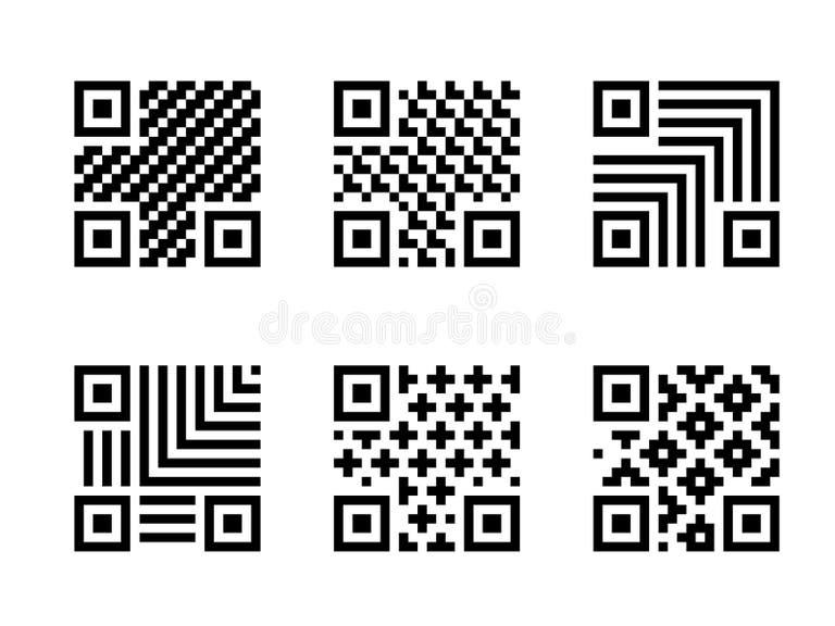 Set of QR Code with Pattern, Isolated on White Stock Vector ...
