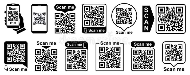 Set QR - Quick Response Code, Inscription Scan Me, Qr Code for ...