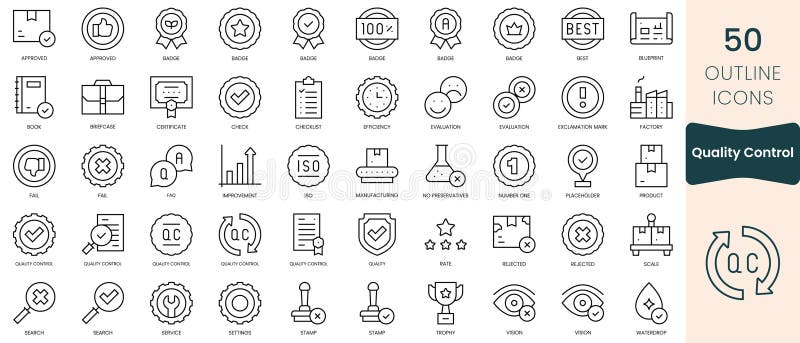 Set of Quality Control Icons. Thin Linear Style Icons Pack Stock Vector ...