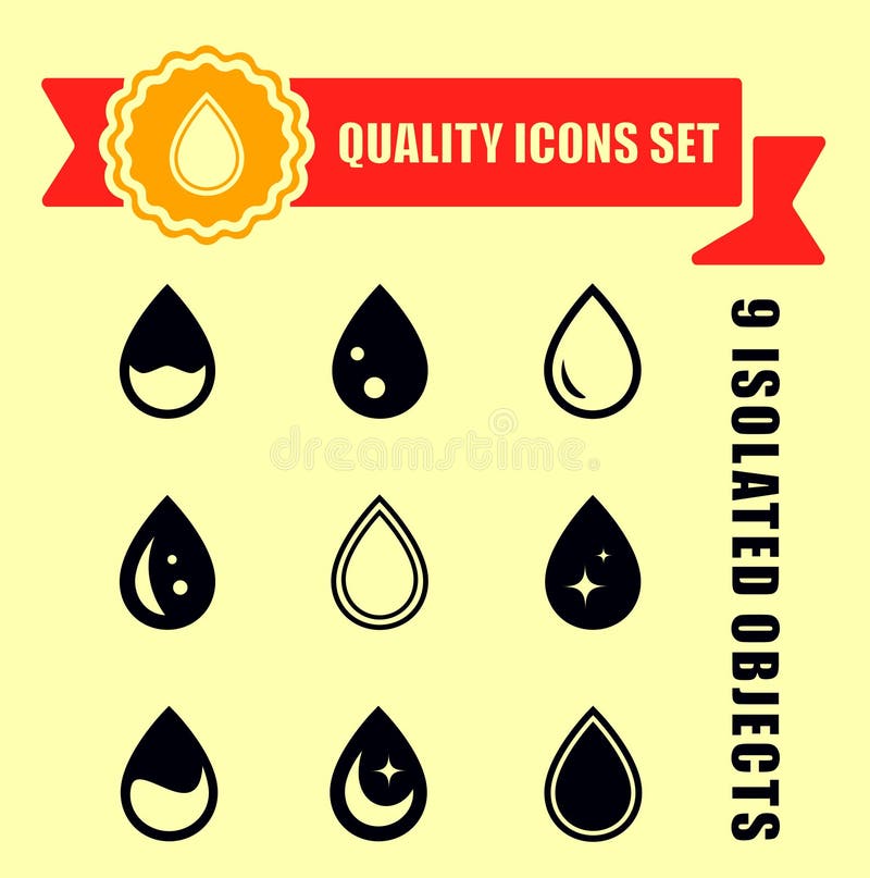 Set quality drop icons stock vector. Illustration of design - 69765634
