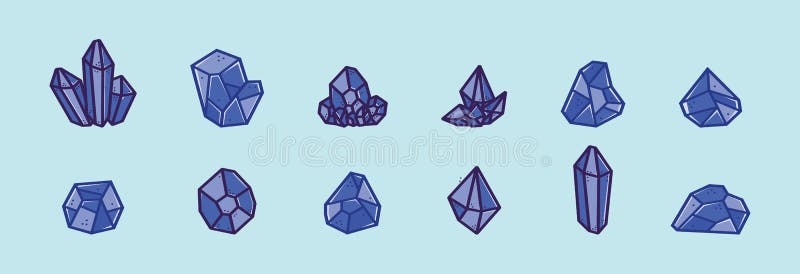 Set of Quartz Cartoon Icon Design Template with Various Models. Vector ...