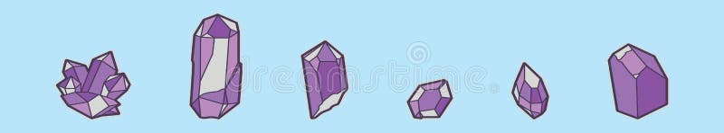 Set of Quartz Cartoon Icon Design Template with Various Models. Vector ...