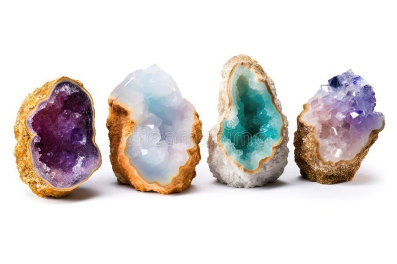 Set Quartz Geode on White Background Set. Generative AI Stock ...