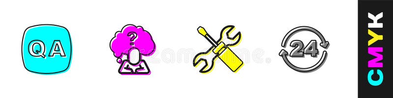 Set Question and Answer, Head with Question Mark, Screwdriver Wrench ...