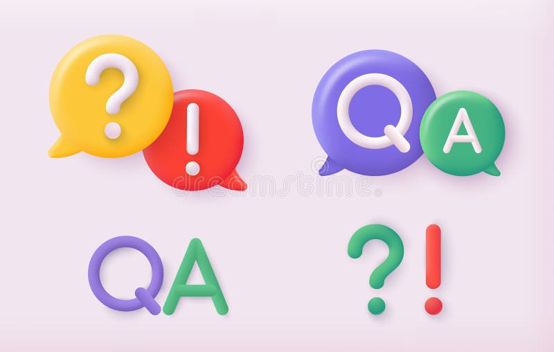 Set of Question and Answers Concept in Cartoon 3d Style. QA Letters - Qustions and Answers ...