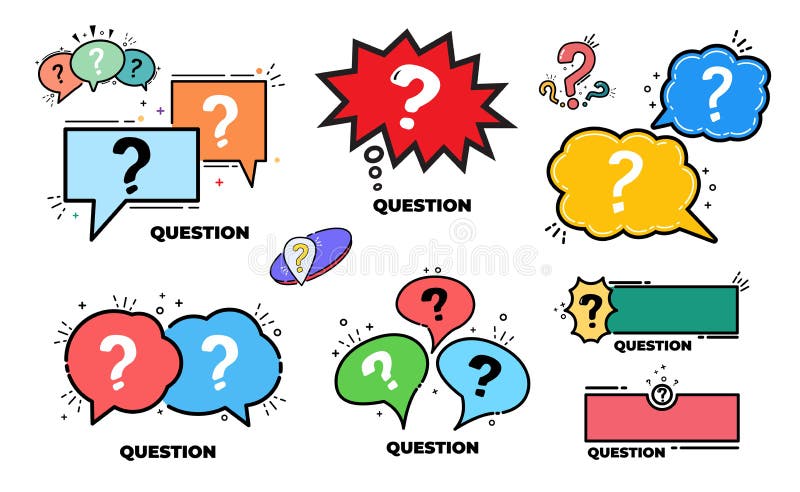 Set of Question Bubbles Line Icon, Ask Help Sign Stock Vector ...