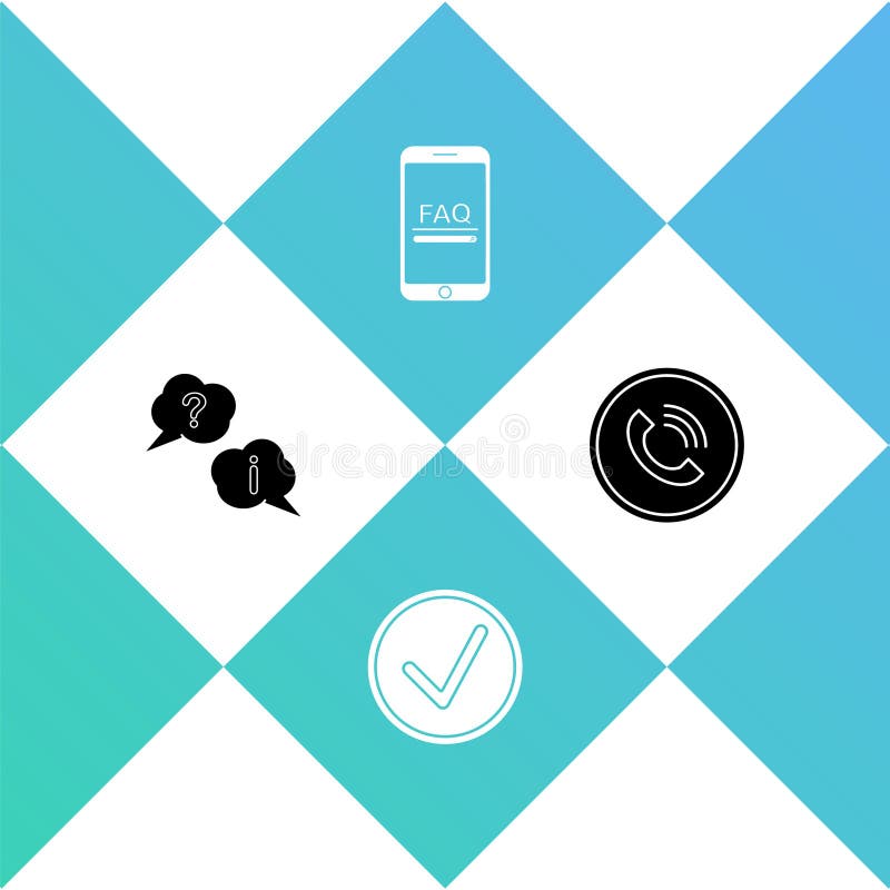 Set Question and Exclamation, Check Mark in Circle, Mobile with FAQ ...