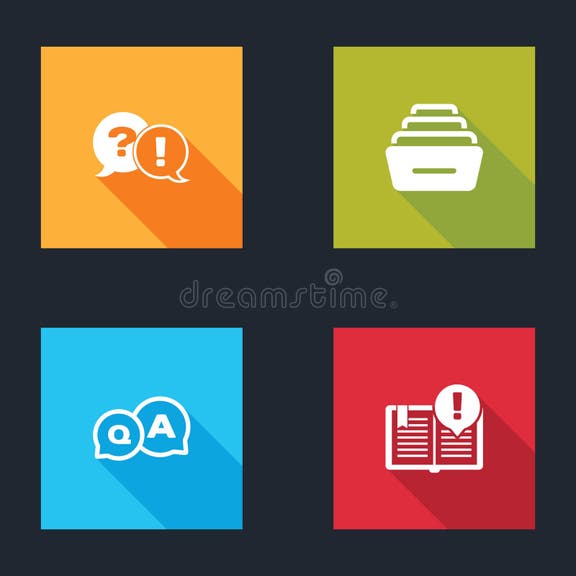 Set Question and Exclamation, Drawer with Documents, Answer and ...