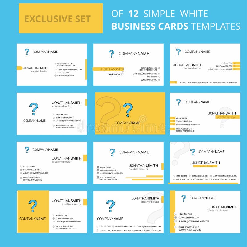 Set of 12 Question Mark Creative Busienss Card Template. Editable ...
