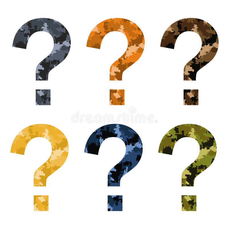 Set Question Marks with Texture Protective Color Vector Illustration in ...